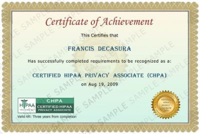 HIPAA Certification of Certified HIPAA Privacy Associate (CHPA)